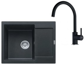 Franke - Kuchyňský set G275O, fragranitový dřez MRG 611-62 a baterie FC 6018.071, onyx 114.0700.792