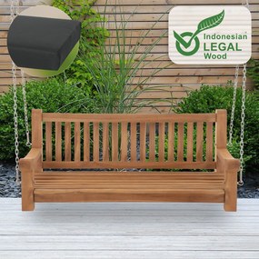 Houpací lavice Joyce s sedací polštář 150 cm + teak – tmavě šedá