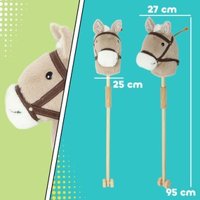 AIYAPLAY Hobby kůň dětský hobby kůň se zvukem, naviják, kůň na tyči pro jízdu na koni pro děti 24+ měsíců, šedý