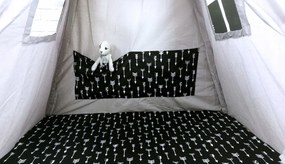 Dětský stan TEEPEE (TÝPÍ) ŠÍPY s doplňky - šedý/černý