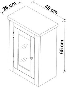 Koupelnová skříňka Romantic 830 1D bílá borovice