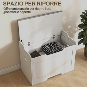 HOMCOM 103L Úložný čelní s poduškou, multifunkční truhla s bezpečnostním pántem pro ložnici a vstup, 75x40x56cm, bílá