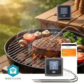 Nedis Teploměr na maso SmartLife šedá / Teploměr / Bluetooth / 2 sondy