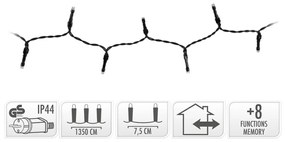 Vánoční světýlka 13,5 m/180 led studená bílá