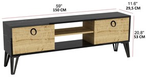 ZYPARI televizní stolek na nožičkách, dub / černá