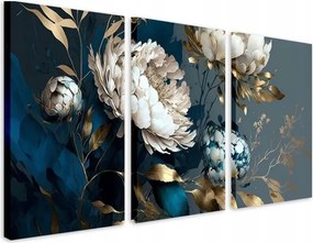 Obraz na plátně Obrazy na zeď triptych bílé modré květiny 60x120