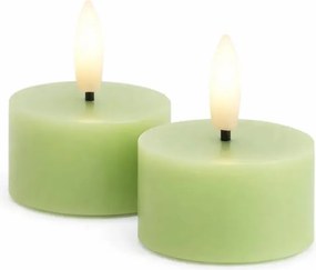 Sada LED čajové svíčky na baterie Sille Tealight, Ø 4,5 × 2,2 cm, jarní zelená, z pravého vosku, balení 2 ks