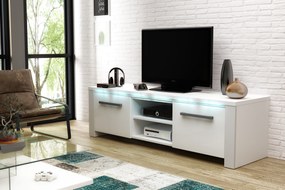 TV stolek/skříňka Marilee (bílá matná + bílý lesk). 1000621