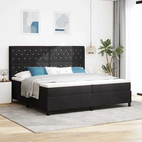 Postel s boxspringem s matrací s čelo Černá 200 x 200 cm samet 3341974