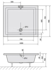POLYSAN DEEP hluboká sprchová vanička, obdélník 100x90x26cm, bílá, 72340