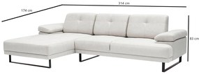Designová rohová sedačka Vatusia 314 cm béžová - levá