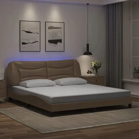 VidaXL Rám postele s Led, barva cappuccino, 180 x 200 cm, umělá kůže
