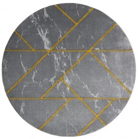 Dywany Łuszczów, Kusový koberec Emerald geometric 1012 grey and gold kruh, 160x160 (průměr) kruh, šedá, chodba / předsíň