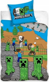 Carbotex dětské povlečení bavlna Minecraft Time to Mine 140x200, 70x90 cm