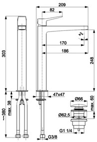 KFA Armatura 4522-712-31 - Umyvadlová baterie + výpusť MALAGA 30,3 cm kart.zlatá