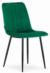 Zelená sametová židle LAVA s černými nohami