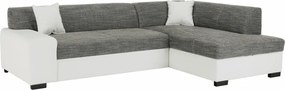 Tempo Kondela Rohová sedací souprava MINERVA, rozkládací s úložným prostorem, pravá, bílá/šedý melír