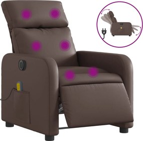 Elektrické masážní polohovací křeslo hnědé umělá kůže 3206744