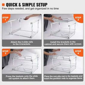 2-vrstvý 40,6 cm š × 53,3 cm D výsuvný organizér do skříňky