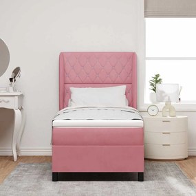 Postel s boxspringem s čelo Růžová 190 x 90 cm samet 3340855