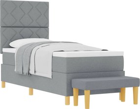 Postel s boxspringem s čelo Světle šedá 200 x 80 cm textil 3344331
