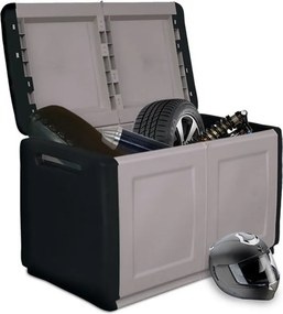 Plastový odkládací box s víkem, 960x570x530 mm, šedý