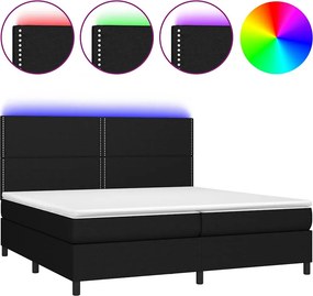 Box spring postel s matrací a LED černá 200x200 cm textil 3134823
