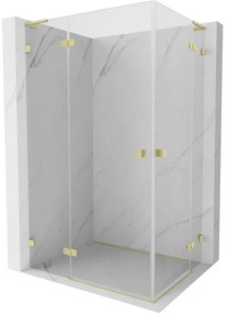 Mexen Lunar L Duo sprchový kout otevírací levý 120 x 90 cm, transparentní, zlatý kartáčovaný - 834L-120L-090P-55-00