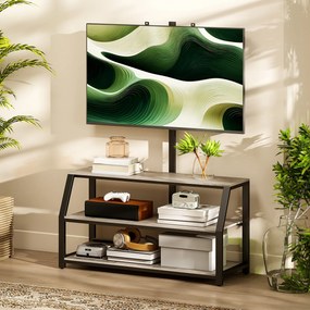 HOMCOM TV nábytek s držákem na televizi až do 183 cm, TV skříňka se 2 otevřenými policemi, 110x43x150 cm, šedá