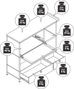 Tchibo - Kovová odkládací skříňka »Cn3« s dřevěnou deskou - barva: bílá