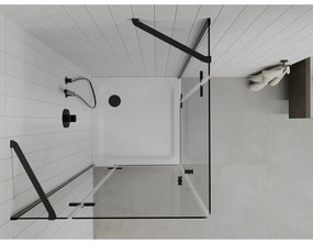 Mexen Roma Duo, sprchový kout 70 (dveře) x 70 (dveře) cm, 6mm čiré sklo, černý profil + sprchová vanička, 854-070-070-70-02-4010B