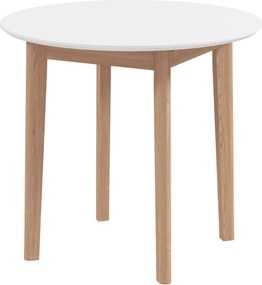 HOMCOM Jídelní stůl, Kulatý stůl do kuchyně pro 2 osoby, Jídelní stůl v country stylu, do obývacího pokoje, Masivní dřevo, Ø75 x 76 cm, Bílá | Aosom