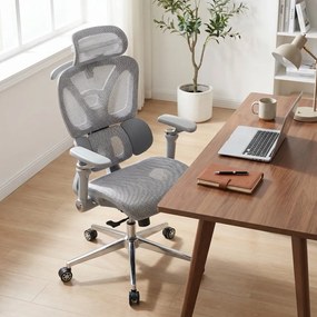 Kancelářská ergonomická židle PORTE II — síťovina, šedá