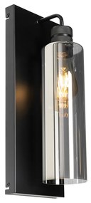 Moderní nástěnné svítidlo černé s kouřovým sklem - Stavelot