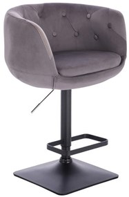 LuxuryForm DESIGN Barová židle MONTANA VELUR na černé hranaté podstavě - šedá
