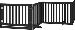 Zábrana pro psy s dvířky skládací 6 panelů černá 480 cm topol 3155681