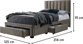 Jednolůžková čalouněná postel GRACE se zásuvkami 120x200 béžová