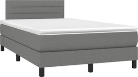 Box spring postel s matrací a LED tmavě šedá 120x200 cm textil 3133222
