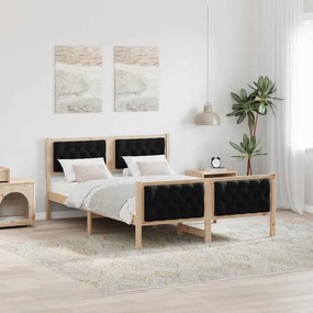 Rám postele s čelo Černá 140 x 200 cm Masivní borové dřevo 3394290