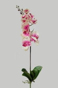 Růžová umělá orchidej s listy a kořínkem 70cm