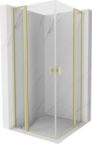 Mexen Mist L Duo, 2-křídlý ​​sprchový kout 105 x 105 cm, čiré sklo, zlatá matná, 8A4L-105-105-55-00