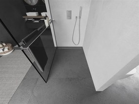 Mexen Kioto+, sprchová zástěna s poličkou a držákem na ručníky 110 x 200 cm, 8mm čiré sklo vzor černý rám, chromový profil, 800-110-121-01-70