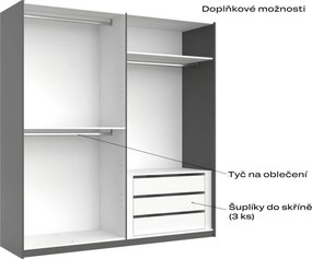 Skříň s posuvnými dveřmi 2,0x2,1m (Dveře Grafit/Zrcadlo) série N Dominika