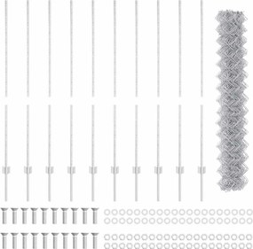 Plot s řetězovým odkazem a sloupkem 10 x 1,4 m Pozinkovaná ocel 3336290