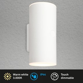 BRI 3786016 Lima LED venkovní nástěnné svítidlo, nabíjecí, 3 krokový dotykový stmívač, časovač, bílé - BRILONER