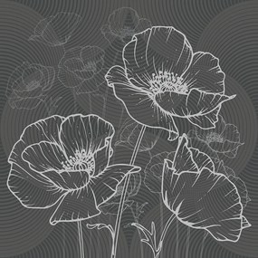Dekorační foto polštářek Šedé květiny, 45x45cm, CN3623