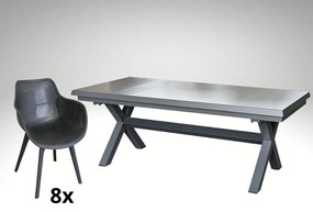 Hliníkový zahradní nábytek rozkládací stůl Gerardo 205/265cm a 8 designových křesel Jasper