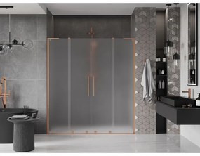 Mexen Velar L Duo, posuvné sprchové dveře do otvoru 170 cm, 8mm sklo námraza, měděná matná, 871-170-003-32-65