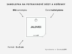 JALOVEC - omyvatelná samolepka na kořenky, výběr rozměrů Ø 5 cm / 5 x 5 cm / 6 x 8 cm | DomaLEP tvar: ČTVEREC, barva: BÍLÁ - ČERNÉ písmo, velikost: š. 5 cm x v. 5 cm - tučné písmo