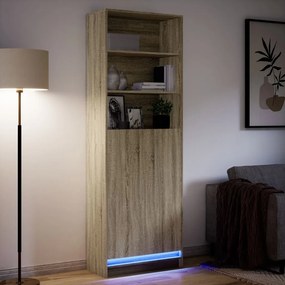 Skříň highboard s LED dub sonoma 69 x 32,5 x 200 cm kompozit 3307907
